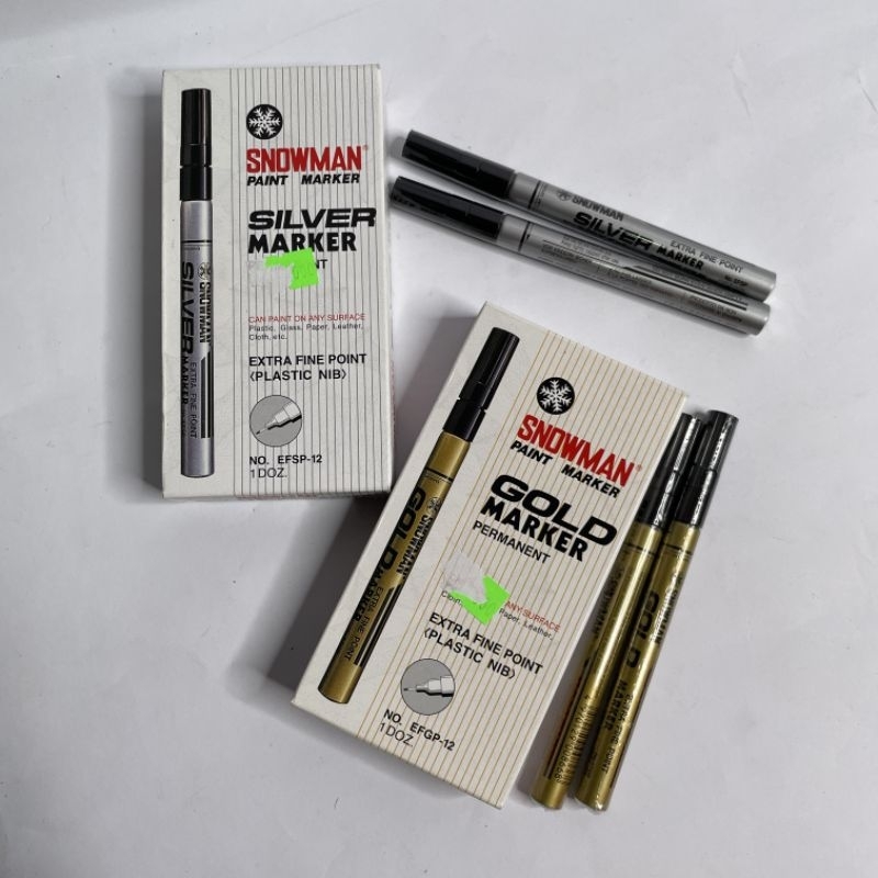 Jual spidol snowman permanent silver dan gold kecil efsp-12/efgp-12 ...