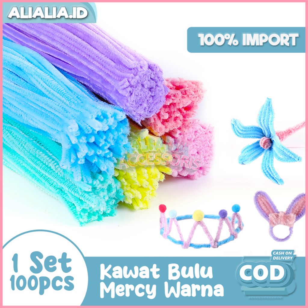 Jual Kawat Bulu Mercy Pipe Cleaner Warna Pastel Polos DIY Buket Bunga ...