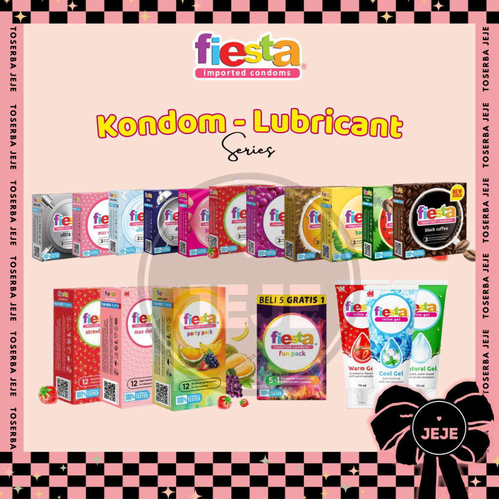 Jual [PRIVASI AMAN] FIESTA Ultra Thin Safe Delay Max Dotted Strawberry ...