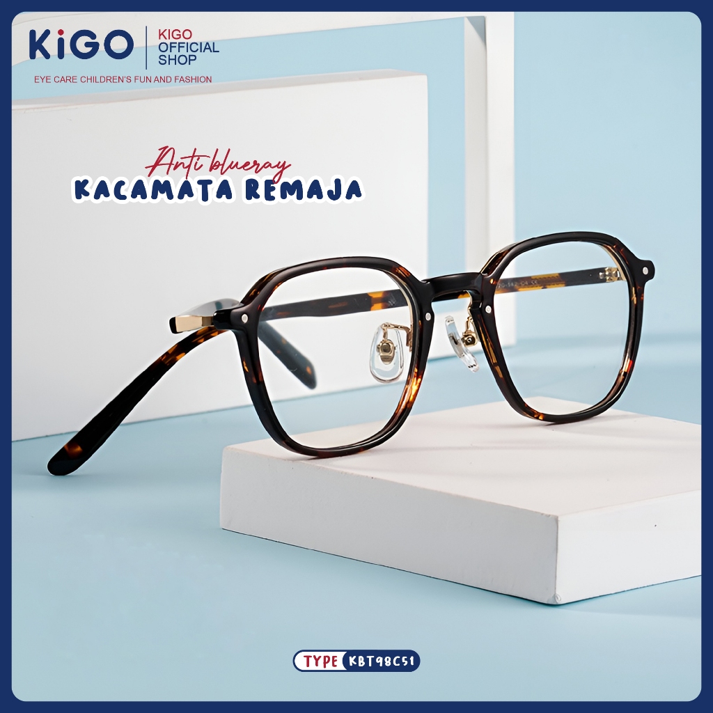 Jual KIGO Kacamata Anak Anti Blueray Minus Model Geometri Laki Laki ...