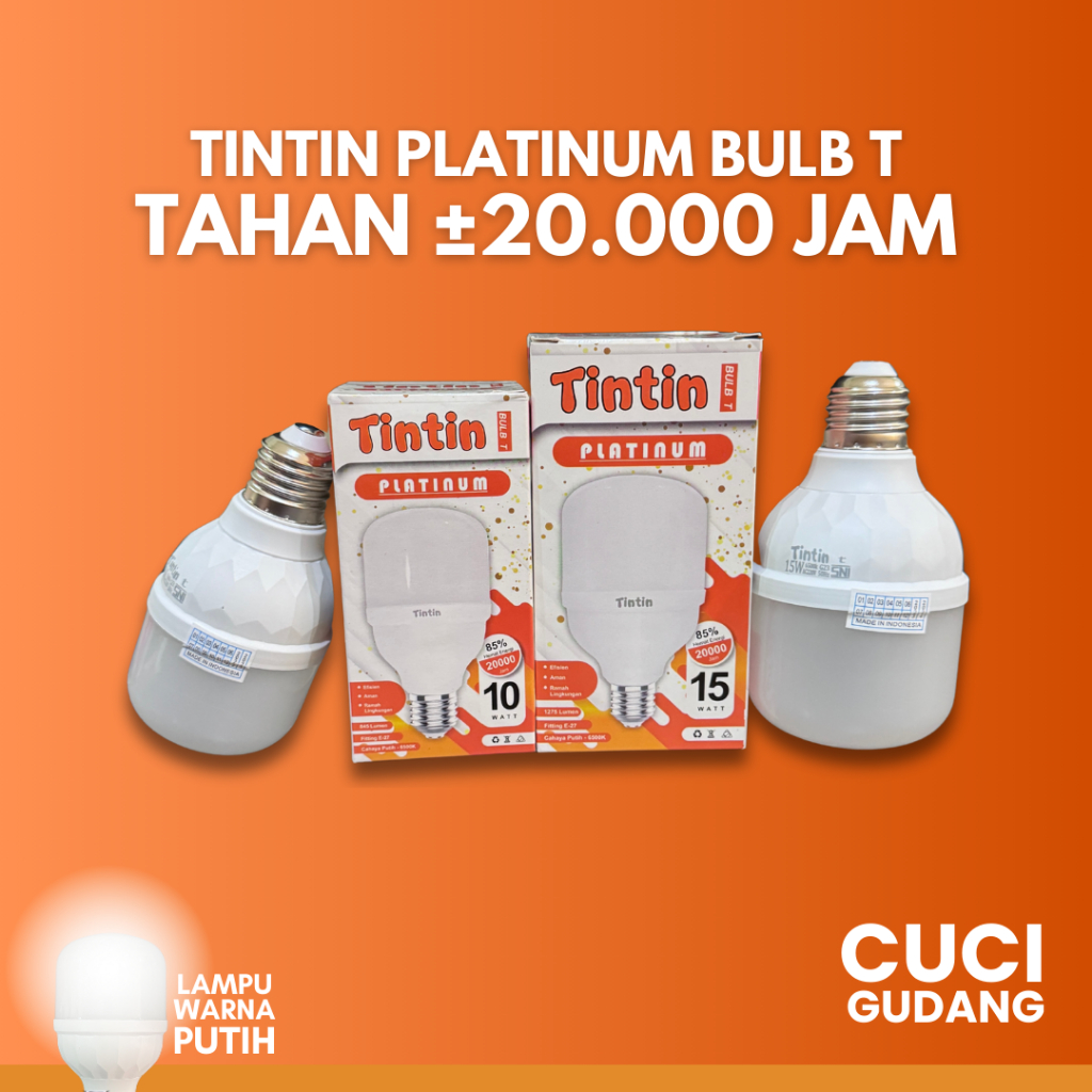Jual Lampu LED Platinum Tabung TBulb 15 / 10 Watt Kapsul Tintin Putih ...