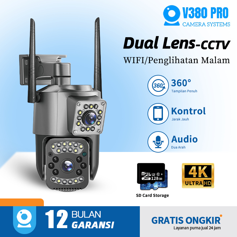 Jual V380 Pro Outdoor Dual Lens CCTV 8MP 360° PTZ Panoramic Auto ...