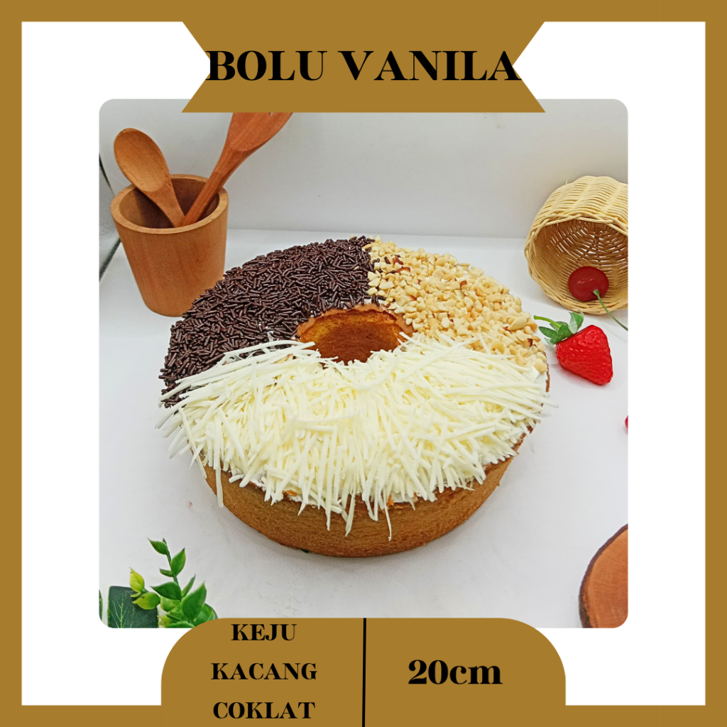 Jual Kue Bolu Vanilla 3(Tiga) Toping / Keju / Coklat / Kacang / Kue ...
