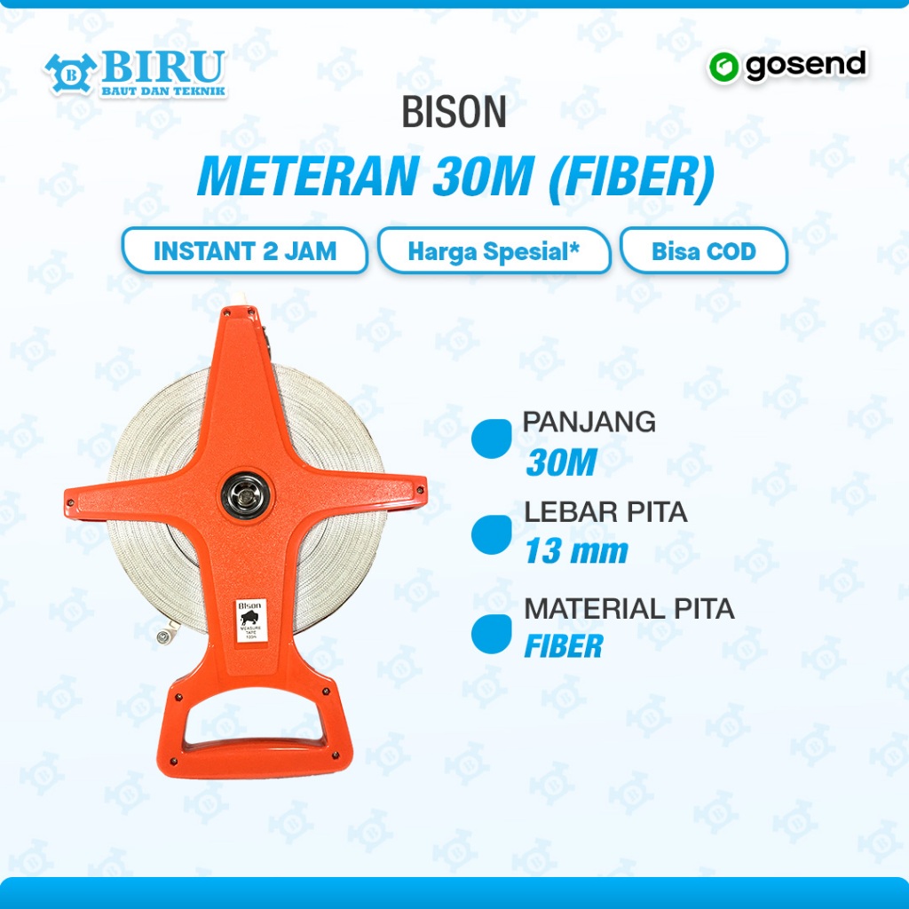 Jual BISON METERAN T 30 METER ALAT UKUR JALAN TANCAP TANAH GULUNG FIBER ROL | Shopee Indonesia
