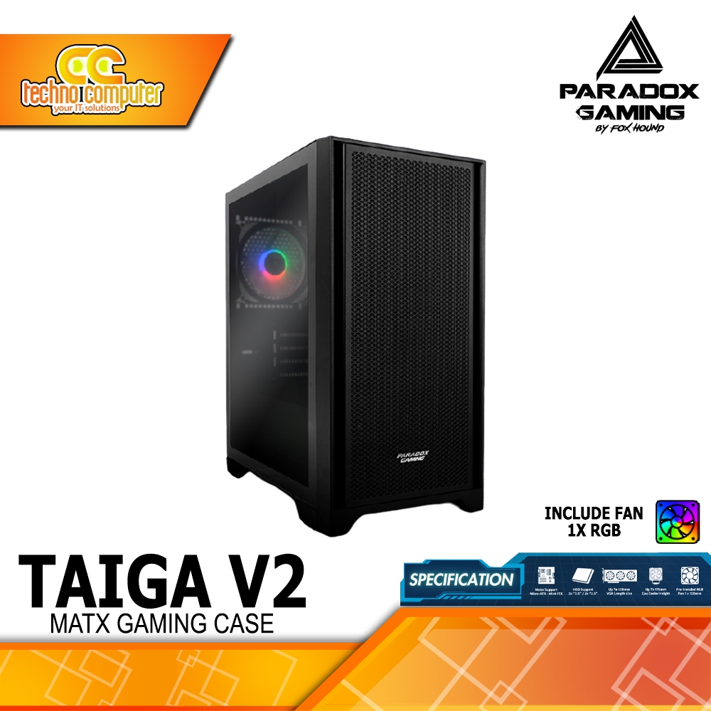 Jual CASING PARADOX GAMING TAIGA V2 Black - Mid Tower mATX Case ...