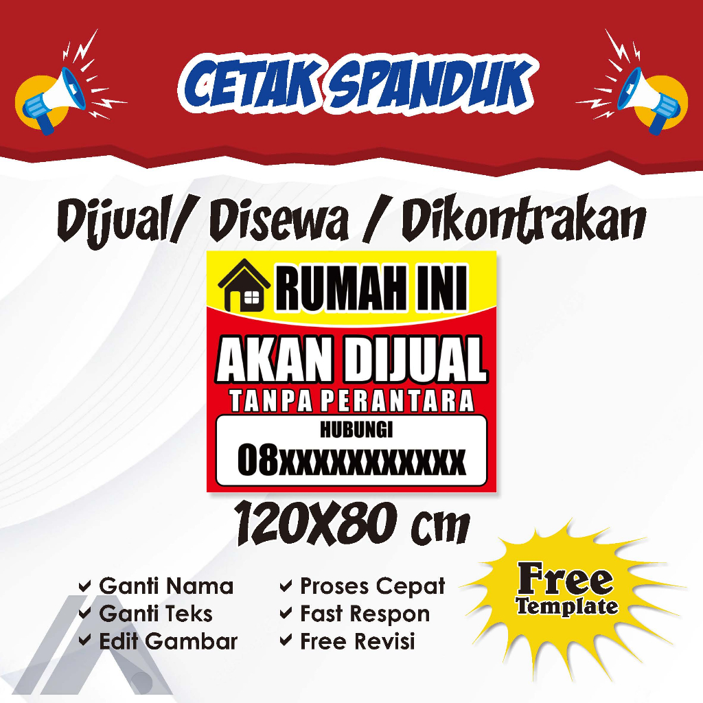 Jual CETAK SPANDUK BANNER DIJUAL 120X80/ EDIT NAMA/UKURAN DLL | Shopee ...