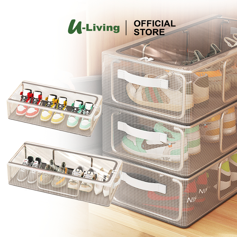 Jual U-Living Storage Box Organizer Sepatu PVC Kotak Sepatu Transparan ...