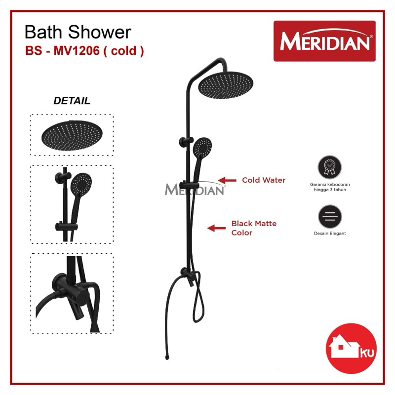 Jual MERIDIAN BATH SHOWER BS-MV1206 BLACK | Shopee Indonesia