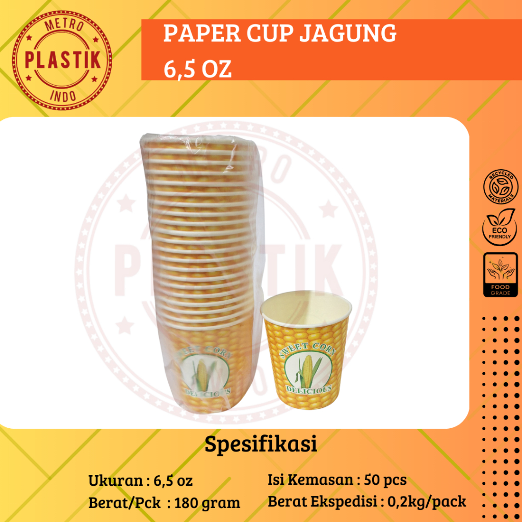 Jual Paper Cup Jagung 6.5 oz Isi 50pcs / Gelas Kertas Motif Jagung 6.5oz Isi 50pcs | Shopee ...