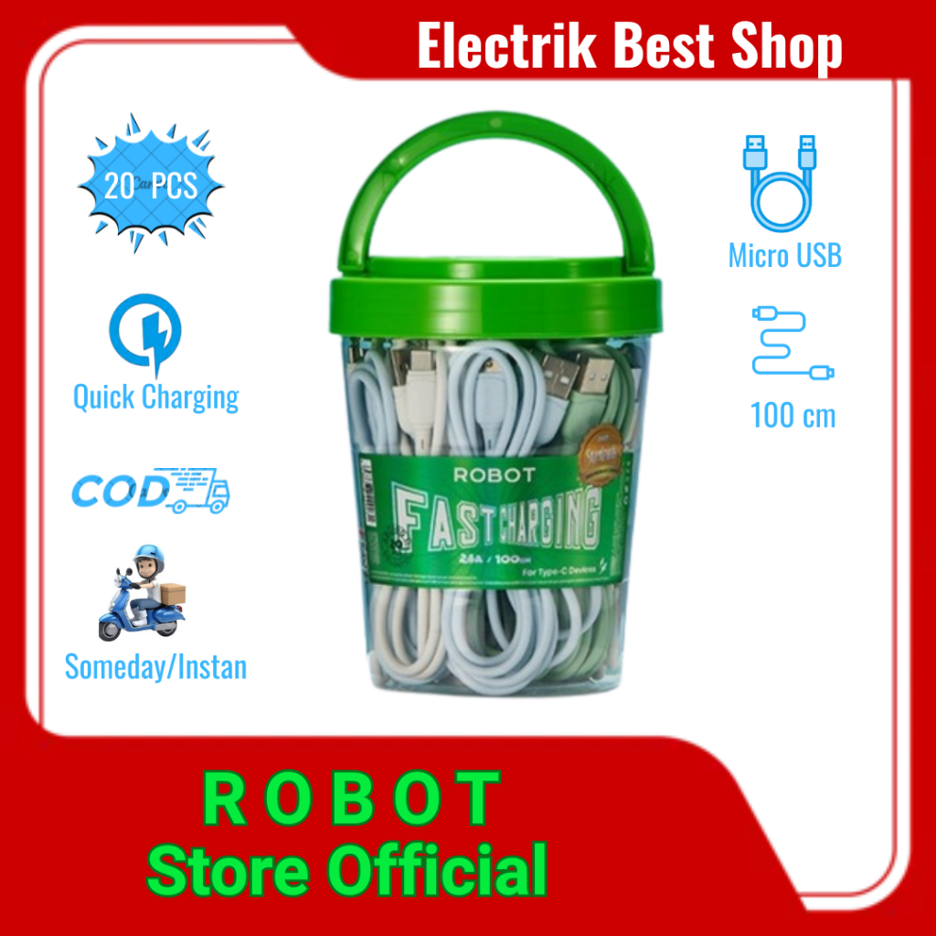 Jual Terbaru Kabel data ROBOT RBM 100s 2,4A Satuan Original!! | Shopee Indonesia