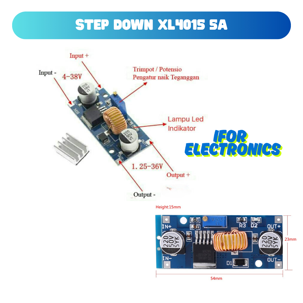 Jual XL4015 STEP DOWN 5A PENURUN PENSTABIL TEGANGAN DC-DC REGULATOR ...