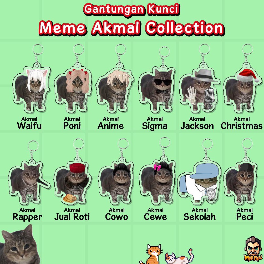 Jual Yuk di order Gantungan Kunci Meme Kucing Akrilik Acrylic KeyChain ...
