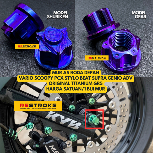 Jual MUR AS RODA DEPAN TITANIUM VARIO SCOOPY STYLO PCX SUPRA BEAT ADV ...