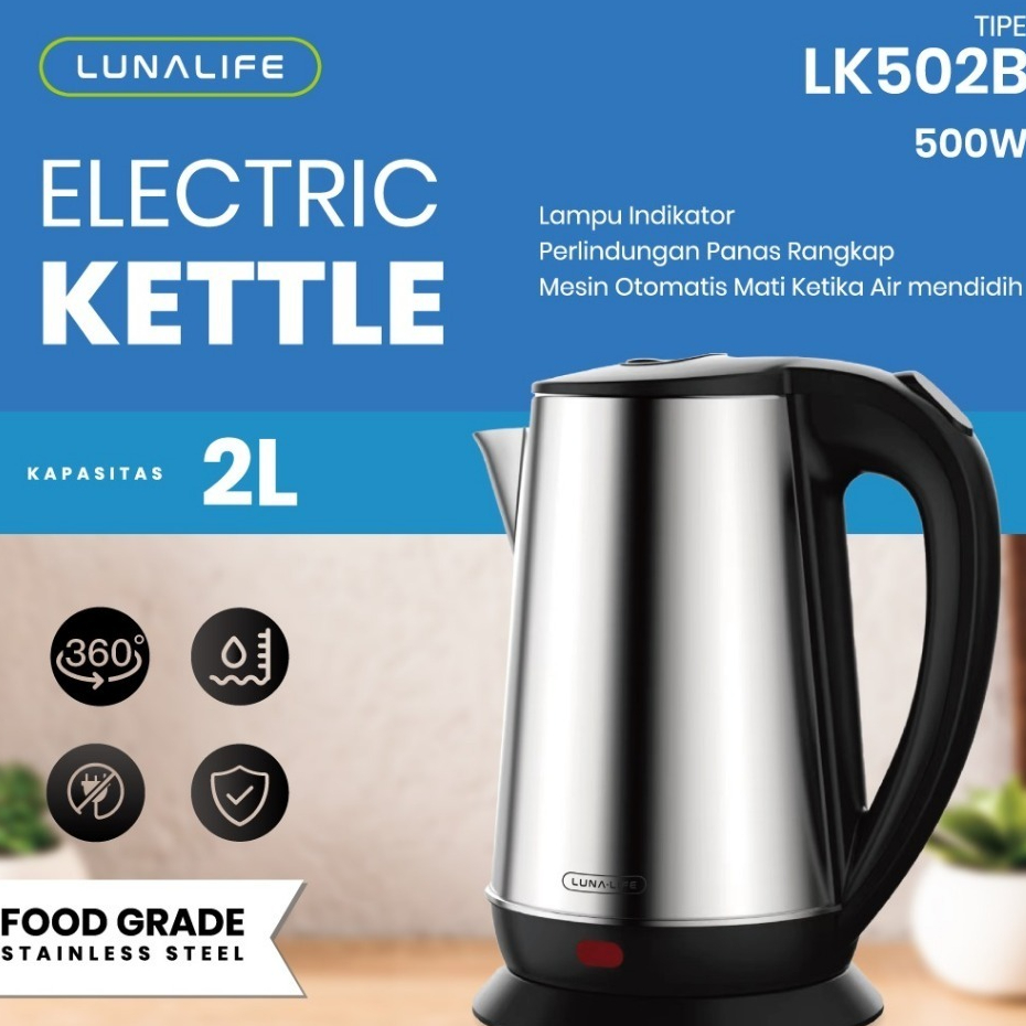 Jual LUNA LIFE Electric Kettle LK502B Teko Listrik pemanas air 2 Liter ...