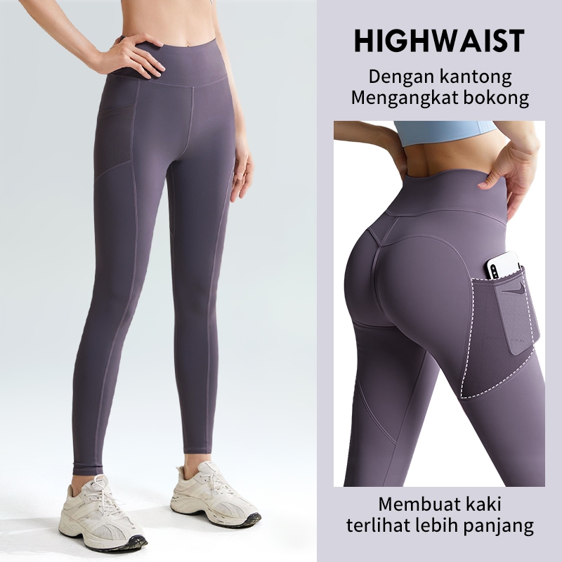 Jual Celana Lari Legging Olahraga Wanita Tebal Premium Training Leging Booty Gym Sport Running ...