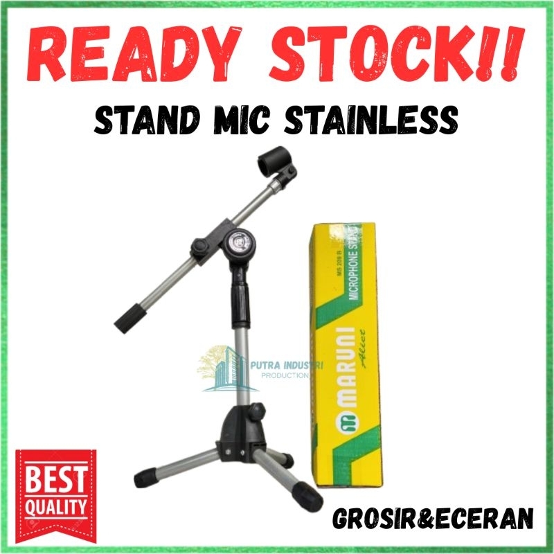 Jual Stand Microphone Maruni Pendek/Tinggi,Stainless/Hitam + Holder Mic ...