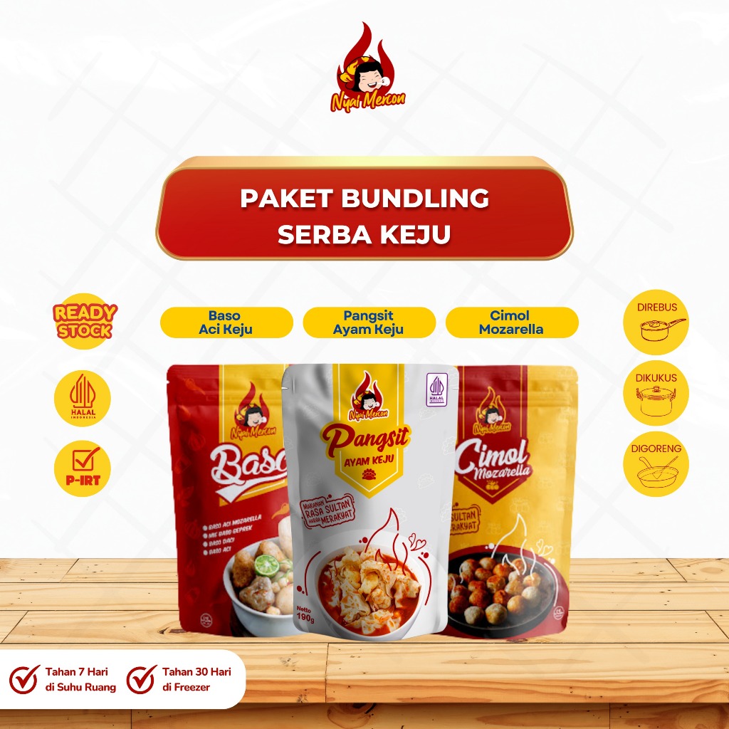 Jual Nyai Mercon - Paket Serba Keju (Cimol Keju, Pangsit Keju, Baso Aci ...