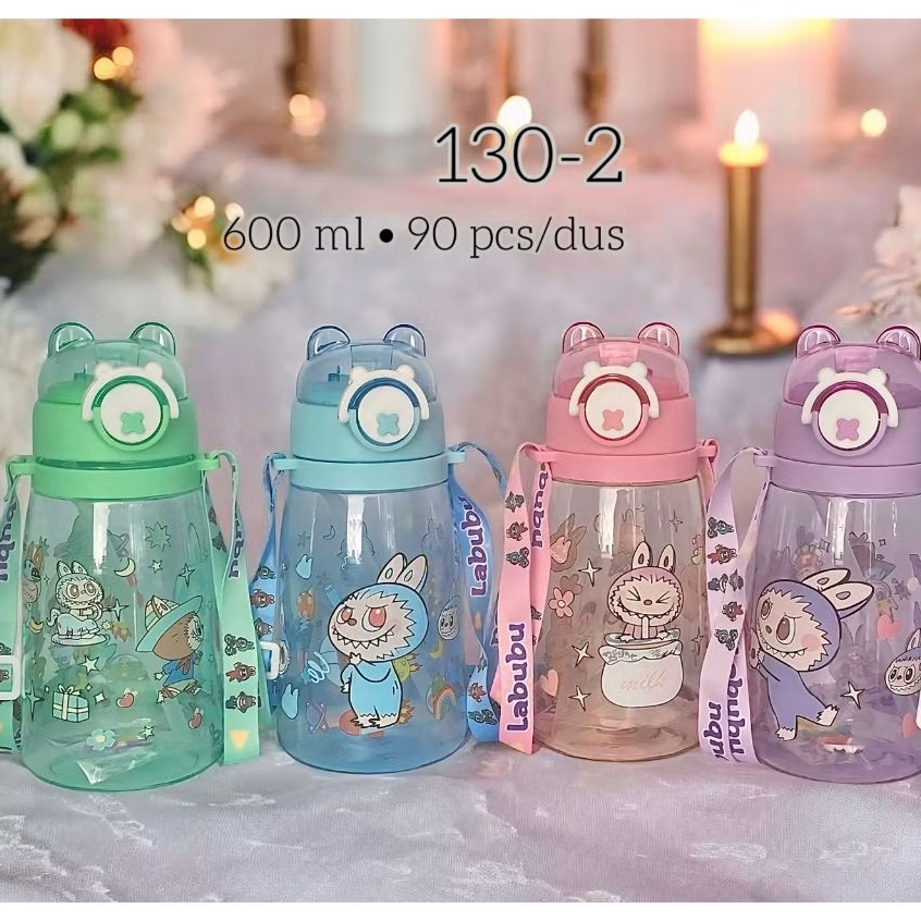 Jual Botol Minum Anak Viral Karakter LABUBU GEMOY LUCU 600ML + TALI ...