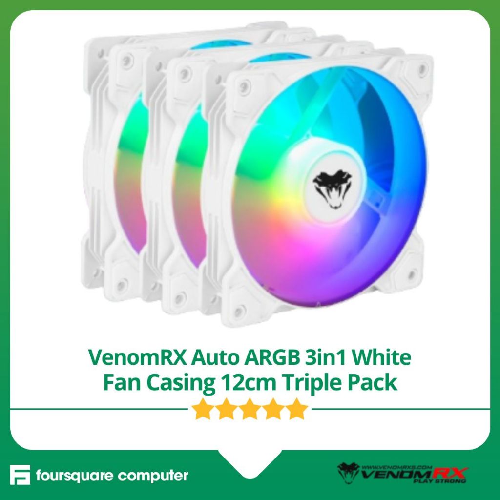 Jual VenomRX Rhombus Auto ARGB 3in1 White Fan Casing 12cm Triple Pack ...