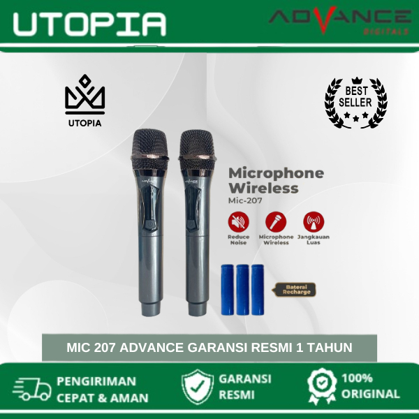 Jual ADVANCE MIC-207 Microphone Karaoke satu paket 2 MIC bisa di Charge ...