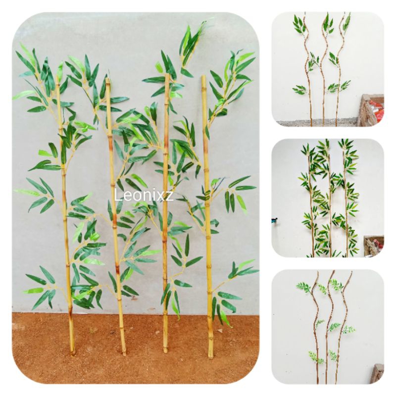Jual BATANG POHON BAMBU ARTIFICIAL 140cm PARTISI daun plastik latex ...