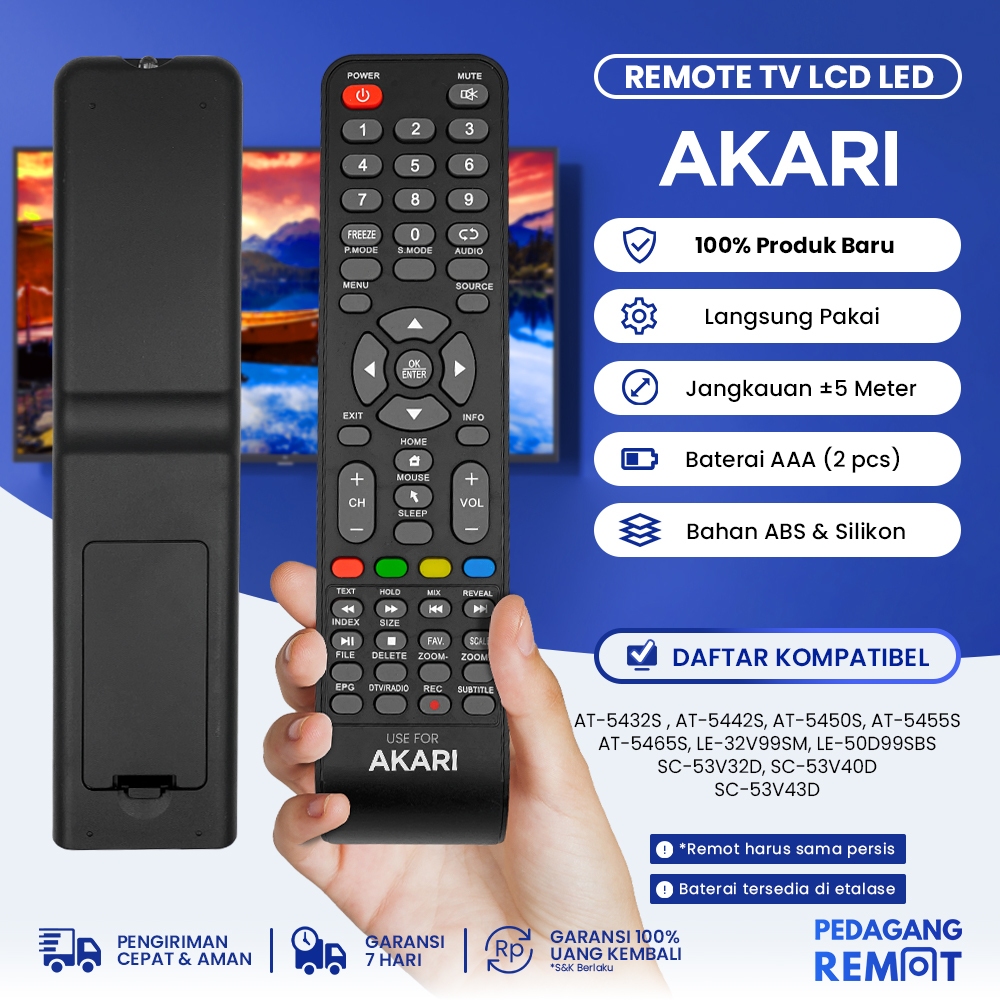 Jual Remote TV Akari LCD LED Smart Connect RC-9920AS / Remot TV Akari ...