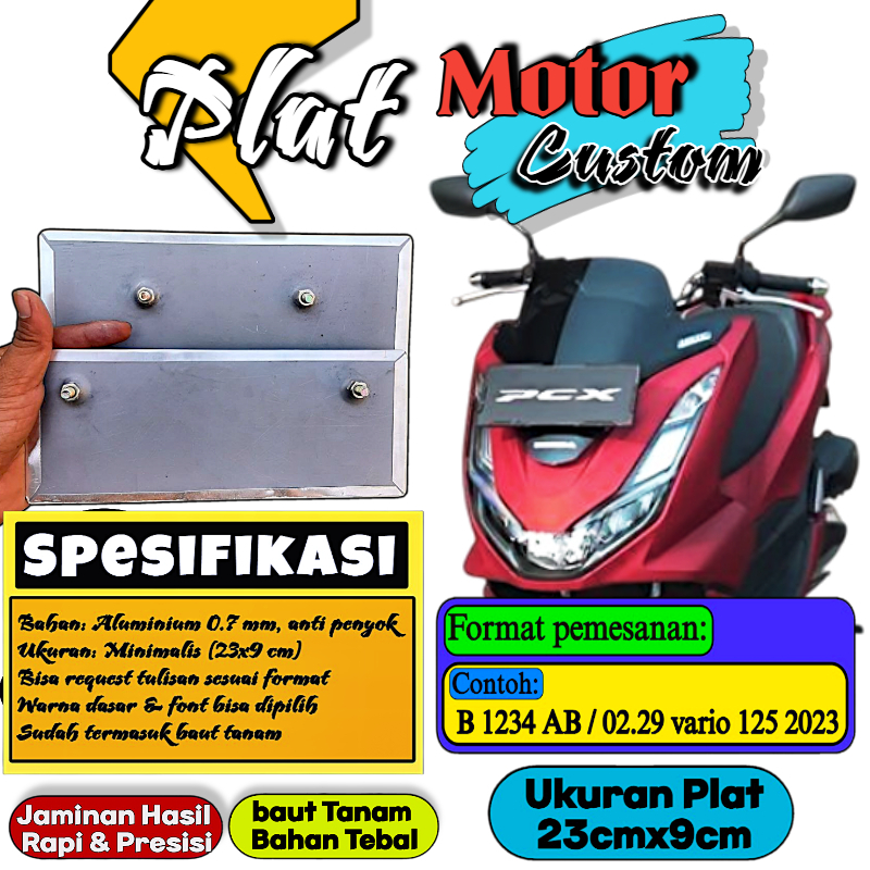 Jual Plat Custom Variasi motor font baru Baut Tanam 1pcs | Shopee Indonesia