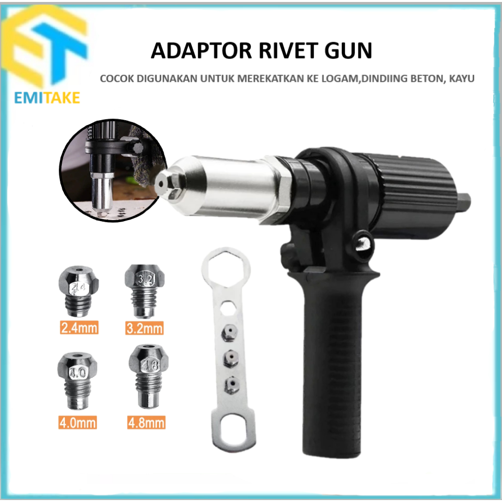 Jual Alat Rivet Tang Rivet Sambungan Konverter Bor Rivet Gun Adapter ...