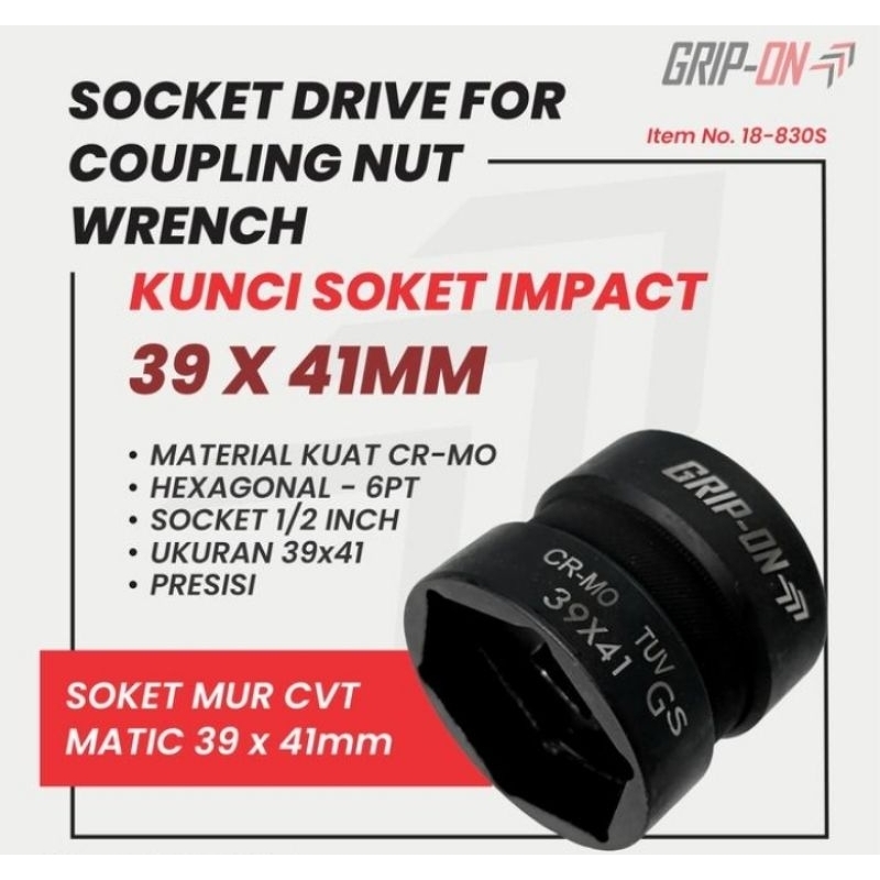 Jual GRIP ON Kunci socket double 39x41 mm kunci sok kopling 39 x 41 mm Grip-On kunci impact cvt ...