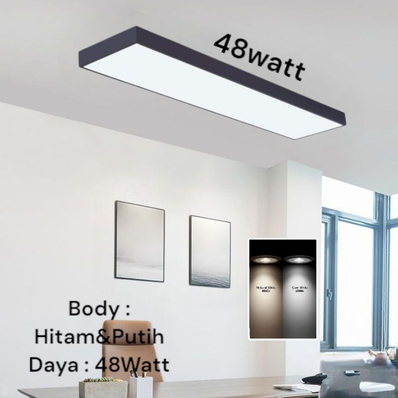 Jual LAMPU GANTUNG MINIMALIS MODEL BALOK 120CM 18W 36W 48W HITAM PUTIH ...