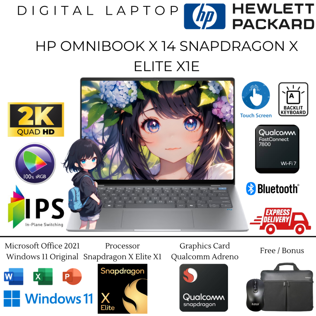Jual Laptop Baru HP OmniBook X 14 SNAPDRAGON X ELITE X1E78100 16GB DDR5 ...