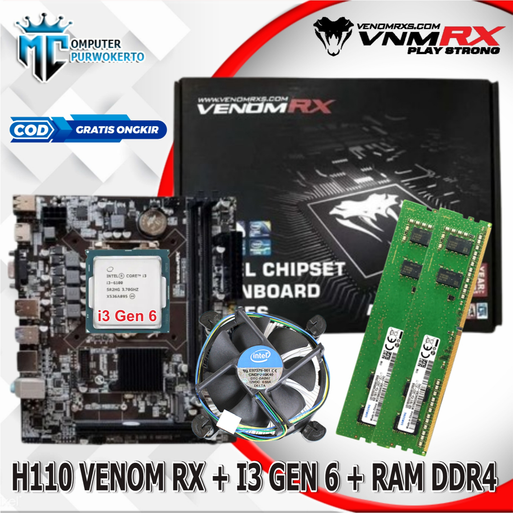 Jual Paket Mainboard Motherboard Mobo H110 Venom RX New LGA 1151 dengan Processor Intel Core i3 ...