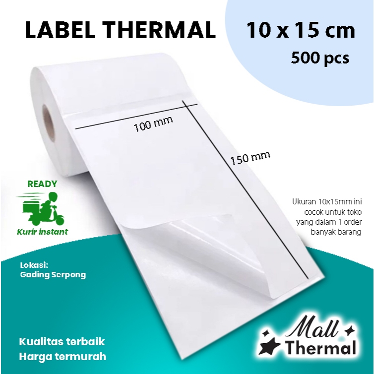 Jual LABEL STICKER THERMAL 100 X 150 BARCODE 100X150 UKURAN A6 ONLINE ...
