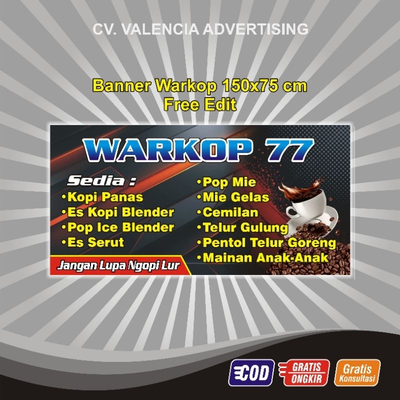 Jual banner spanduk warkop uk.150x75 cm | Shopee Indonesia