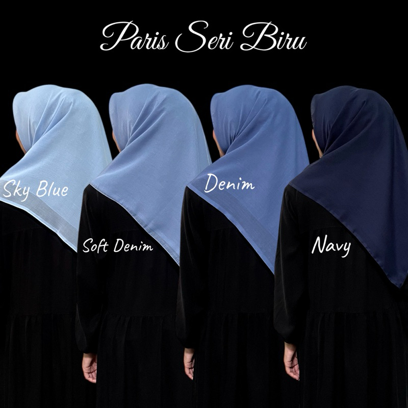 Jual Segiempat Paris Seri Biru 110x110 / Hijab Paris Denim / Segiempat ...