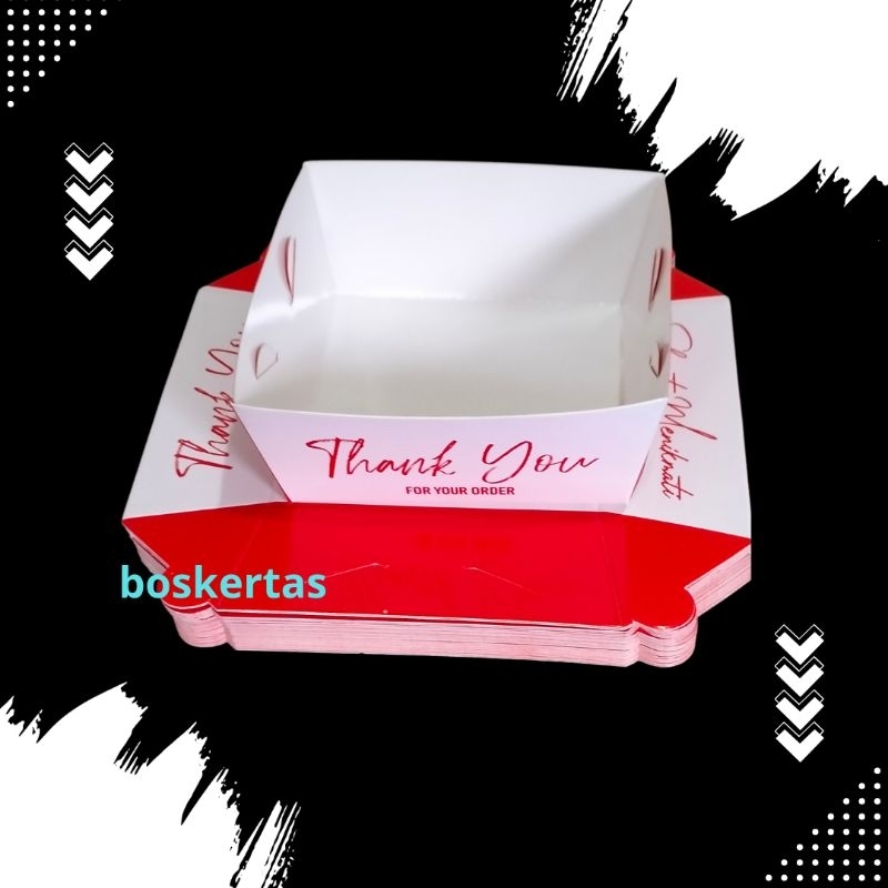 Jual Wadah-kotak dimsum-box makanan kotak-laminasi-motif merah-isi 100 ...
