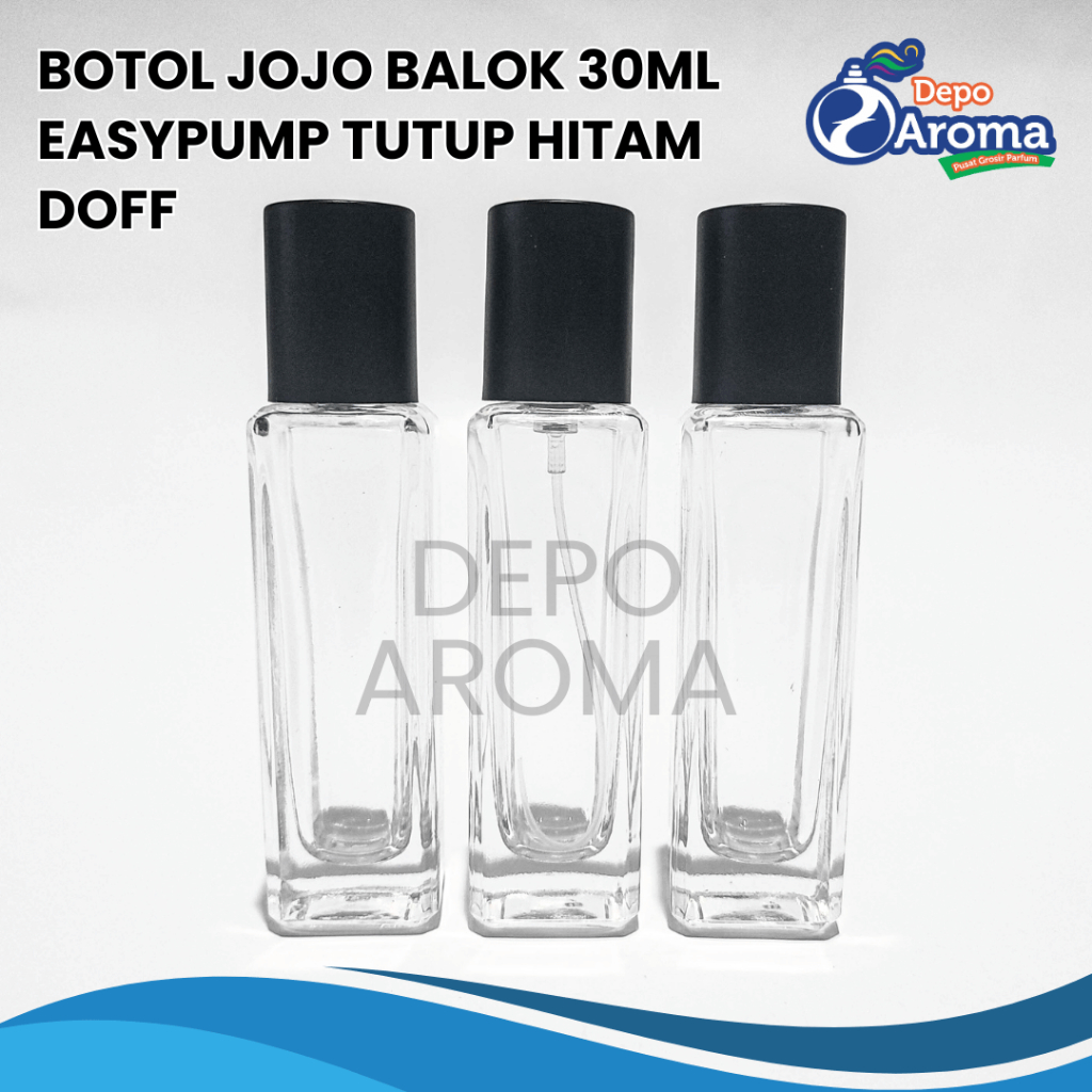 Jual Botol Parfum Jojo Balok Semi Press/Easy Pump Tutup Hitam Doff 30ml ...