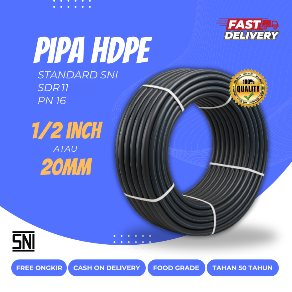 Jual Pipa HDPE Trilliun Prime SNI SDR 11 PN 16 Bar Ukuran 20 mm atau 1/ ...