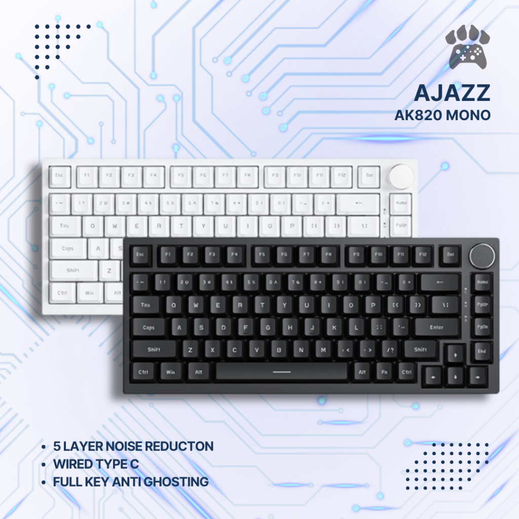Jual AJAZZ AK820 Monochrome 75% Keyboard Hotswapp With Gasket Mount ...