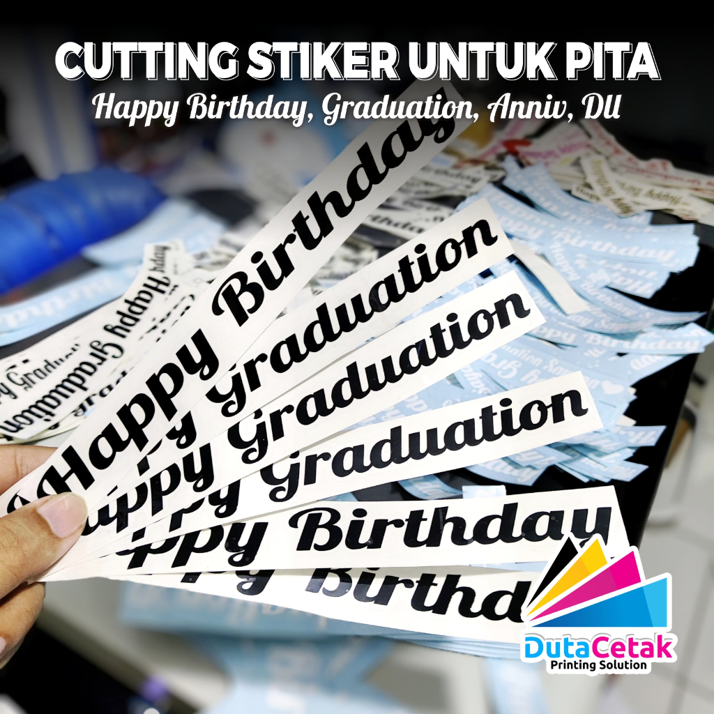 Jual (WARNA HITAM) Cutting Stiker Pita Buket Bouquet Happy Graduation ...
