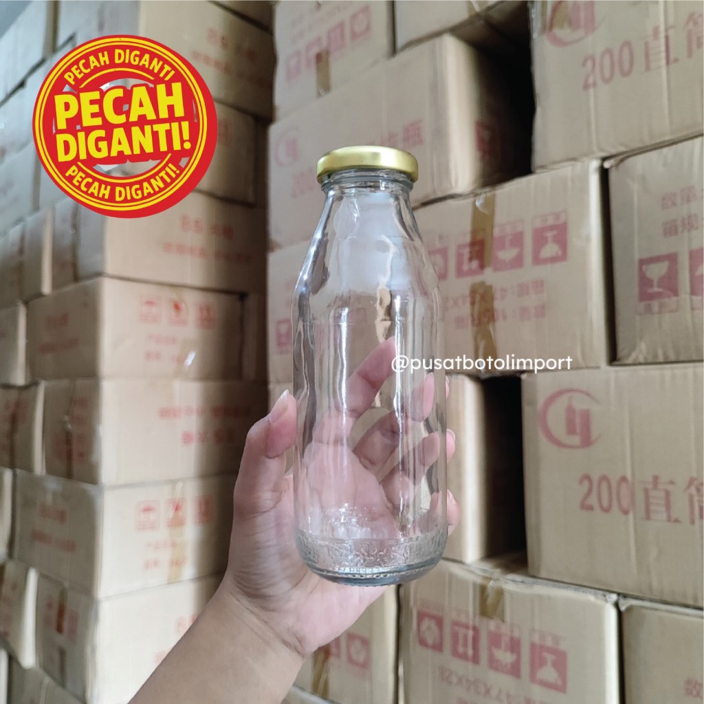 Jual ‼️ PECAH DIGANTI ‼️ Botol Kaca Tutup Emas 350ml / Botol Jus 350ml ...