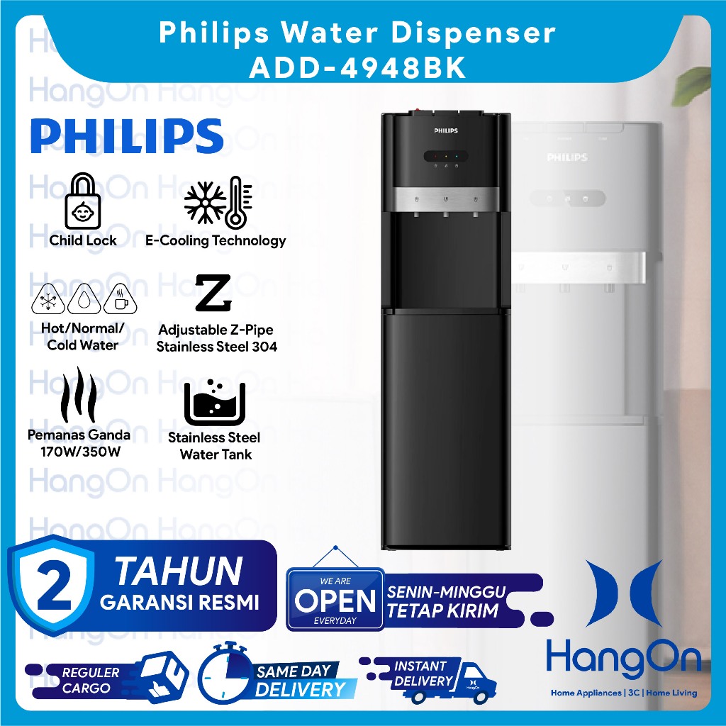 Jual Philips Water Dispenser Bottom Loading ADD4948BK Hitam E-Cooling ...