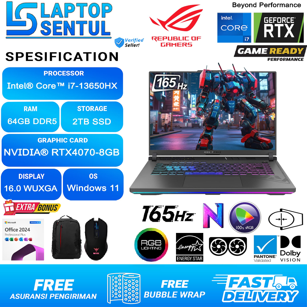 Jual Lapotop Gaming Asus ROG Strix G16 G16 G614J1 Intel Core i7 13650HX ...