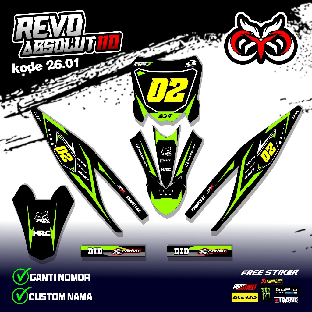 Jual Stiker Variasi RBT/GTX REVO ABSOLUTE 110 Stiker Decal Striping ...