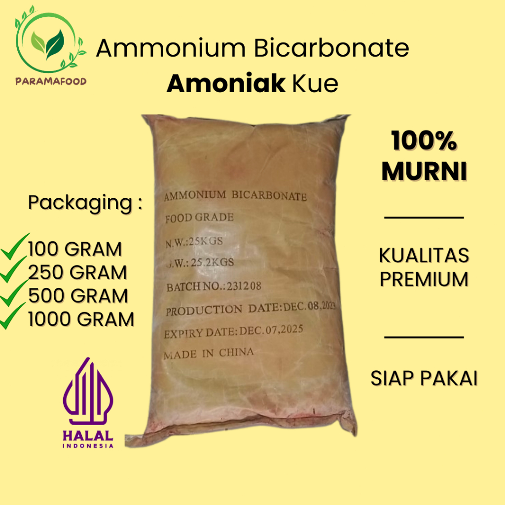 Jual Amoniak Kue Ammonium Bicarbonate Food Grade Halal 1 kg 500 gram ...