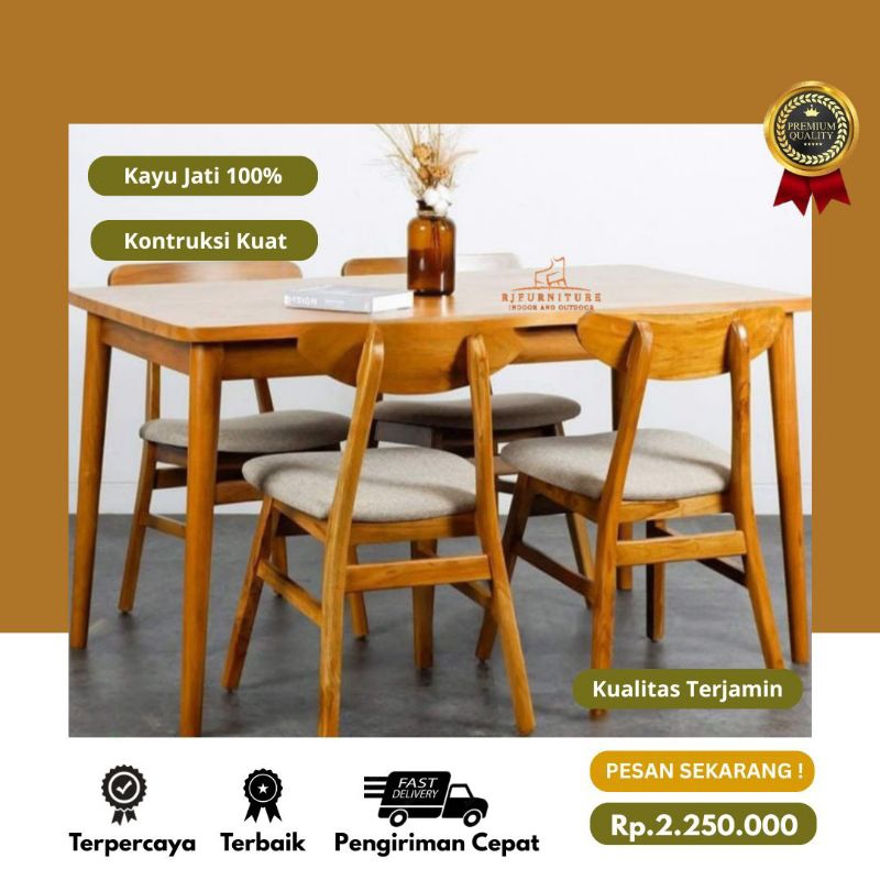 Jual Meja Makan Set Kursi Ropan Jati Minimalis | Shopee Indonesia