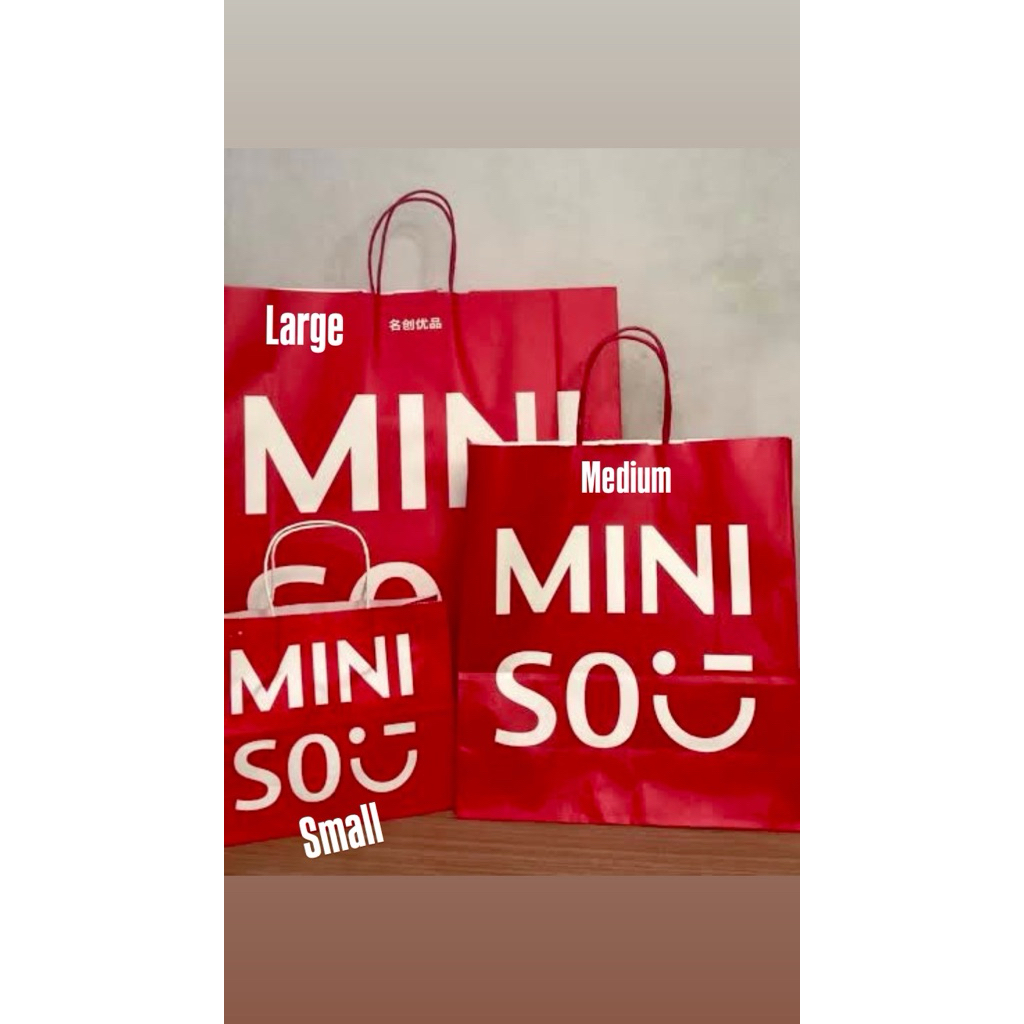 Jual MINISO Red Paperbag Large Medium Small/ Kantong Belanja Miniso ...