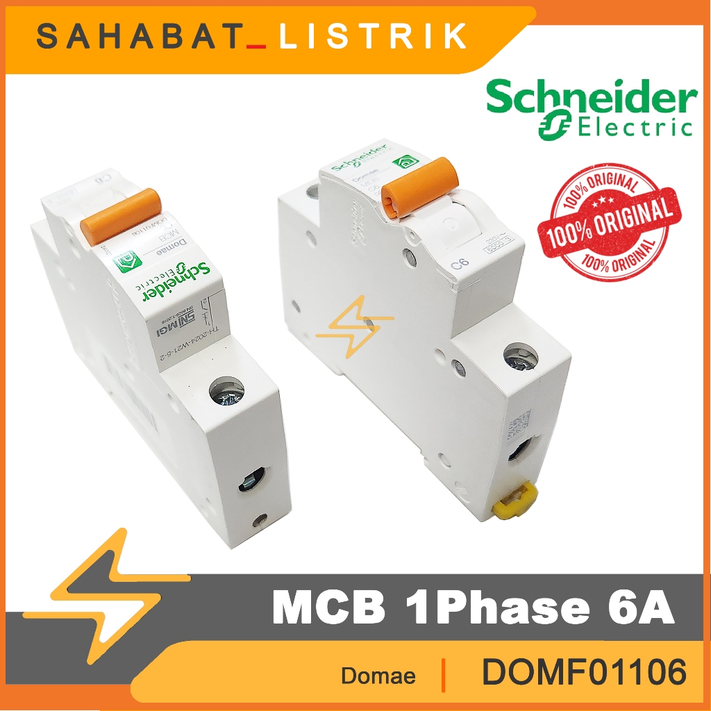 Jual MCB SCHNEIDER 6A 1PHASE/ MCB 6 AMPER | Shopee Indonesia