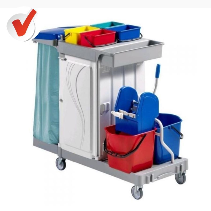 Jual Housekeeping Trolley with yellow Drawer,double bucket wringer,4 ...