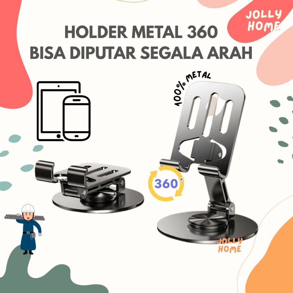 Jual Stand Holder HP 360 Rotate Metal Besi Stainless Rotasi 360 Dudukan ...